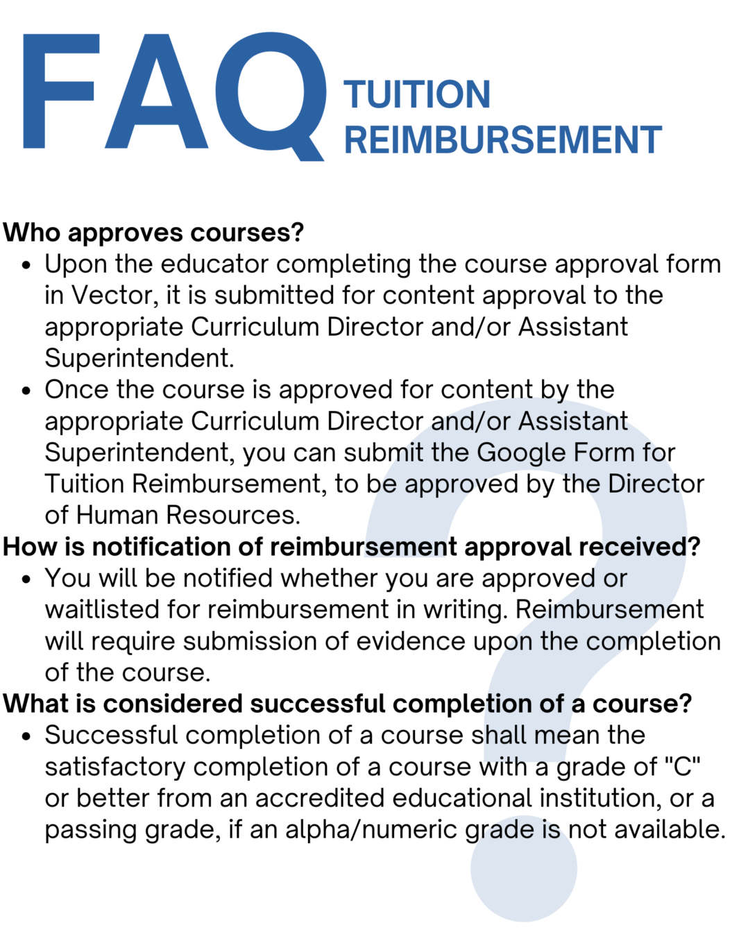 Tuition Reimbursement FAQs