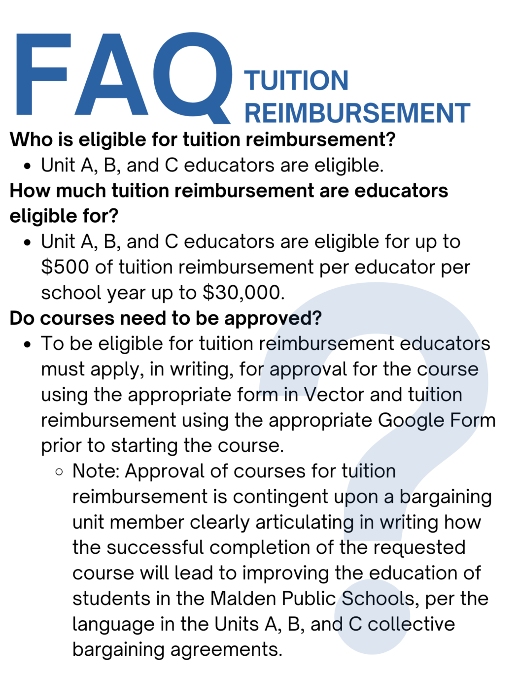 Tuition Reimbursement FAQs